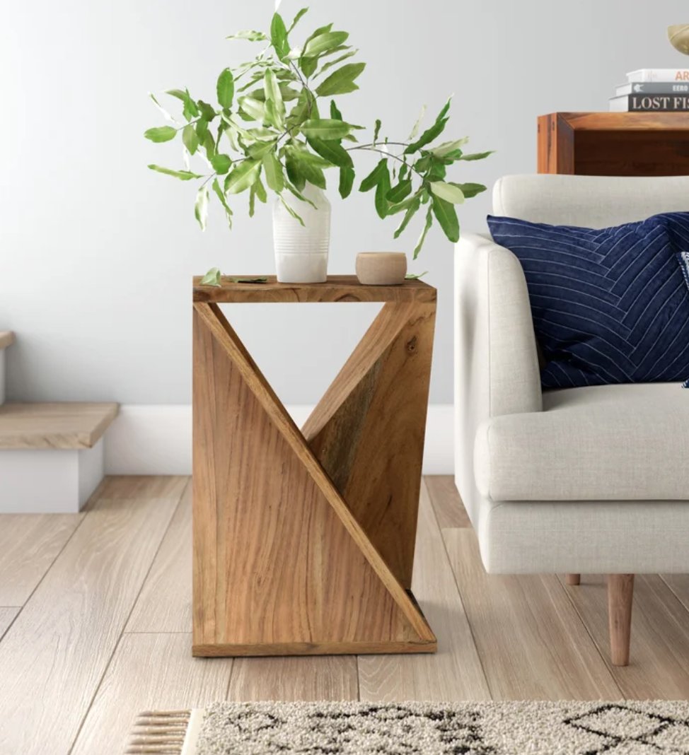 Christensen 24 Tall Solid Wood Abstract End Table Wayfair Havenly