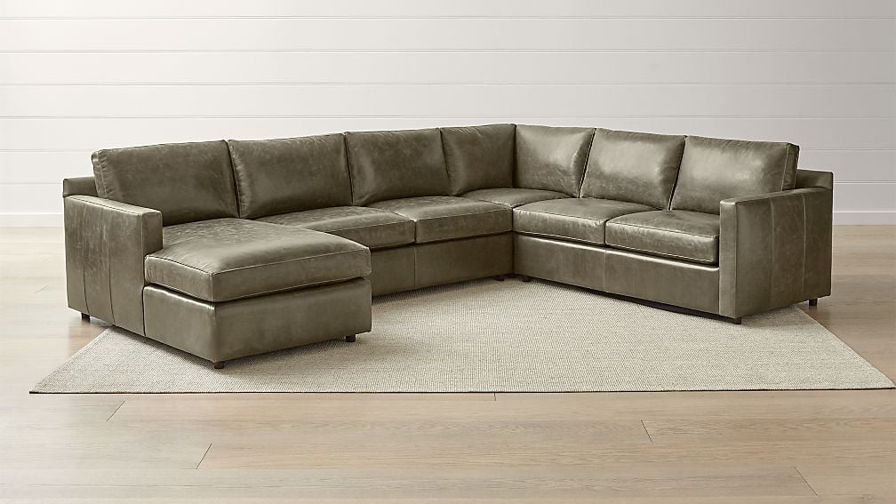 Barrett Leather 4-Piece Left Arm Chaise Sectional Sofa - Crate and ...