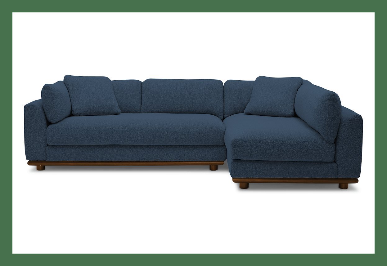 Blue Miller Mid Century Modern Sectional - Milo French Blue - Mocha ...