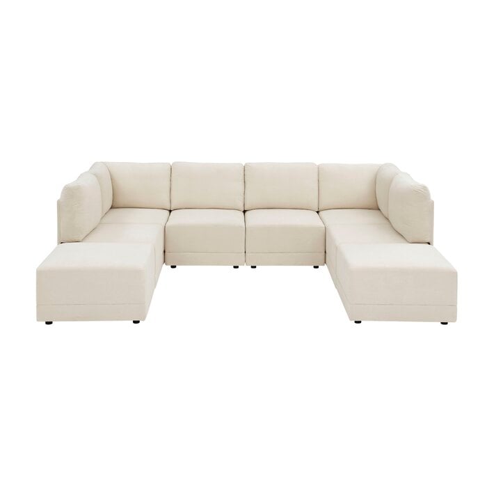 Fenelia 116" Wide Modular Corner Sectional with Ottoman, 3 Piece ...