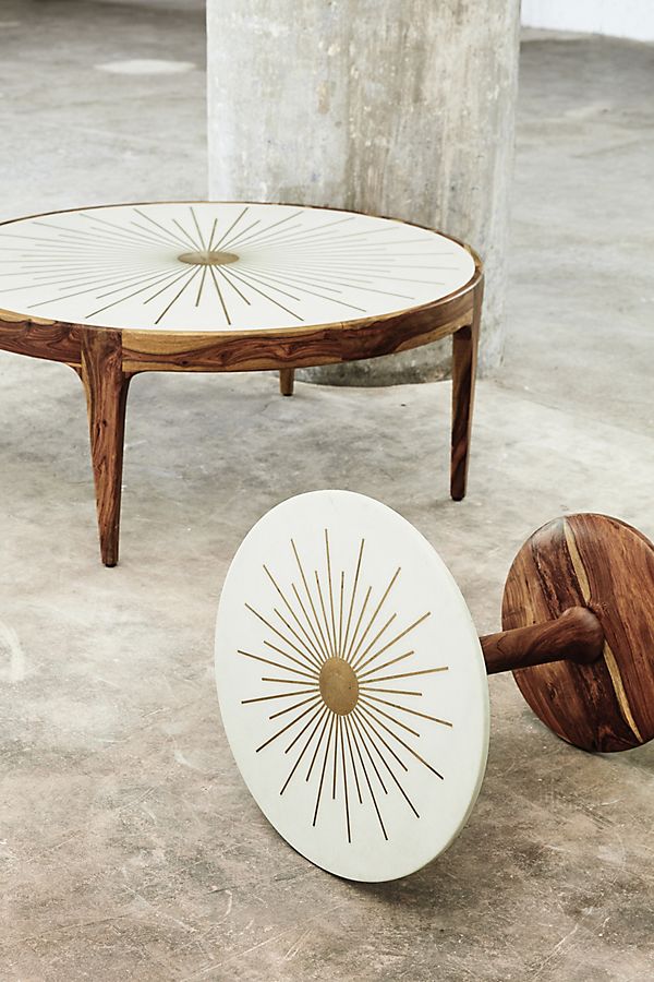 Brass starburst round coffee table store