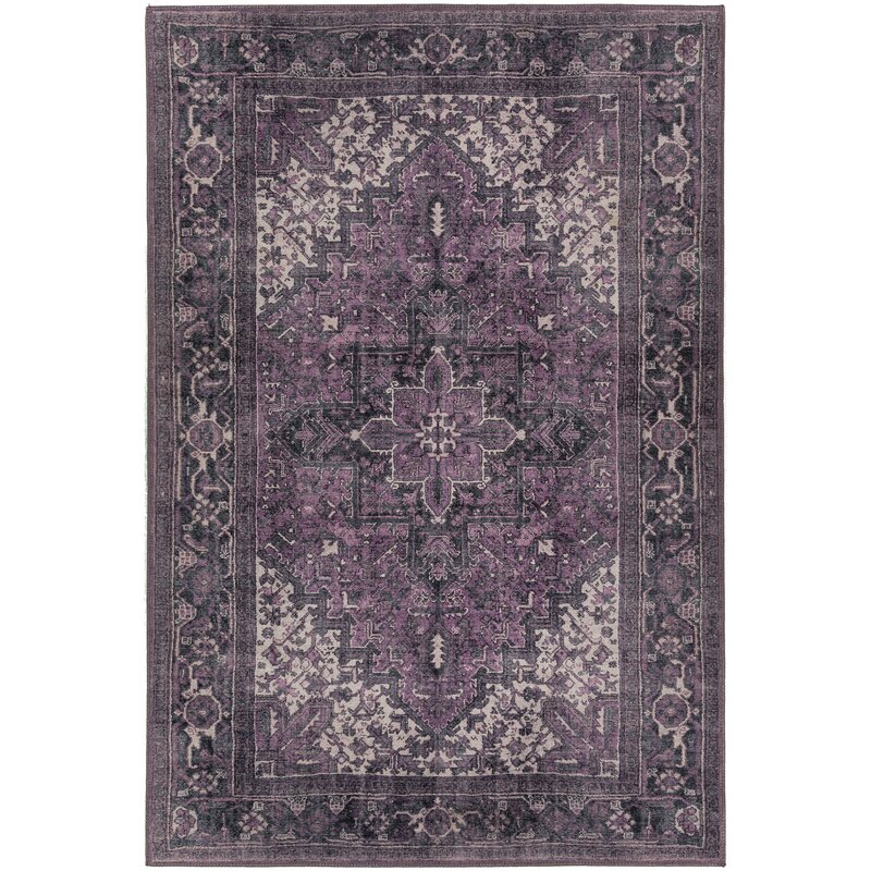 Earman Power Loom Purple Rug - Wayfair | Havenly
