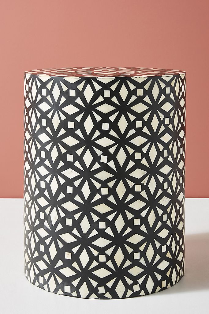 Diamante Inlay Drum Side Table - Anthropologie | Havenly