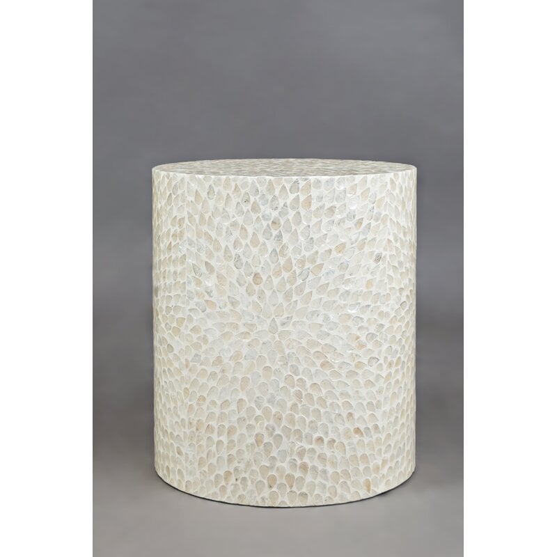 Capiz Shell Drum End Table, Natural - Wayfair | Havenly
