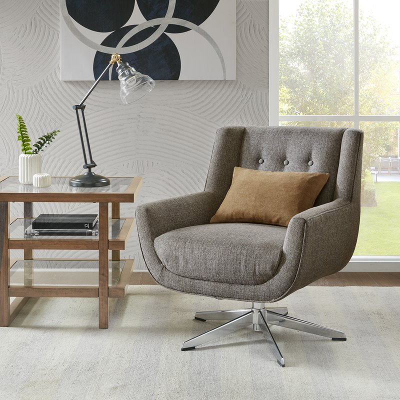 Alfonsa 28.75'' Wide Tufted Swivel Wingback Chair - Wayfair | Havenly
