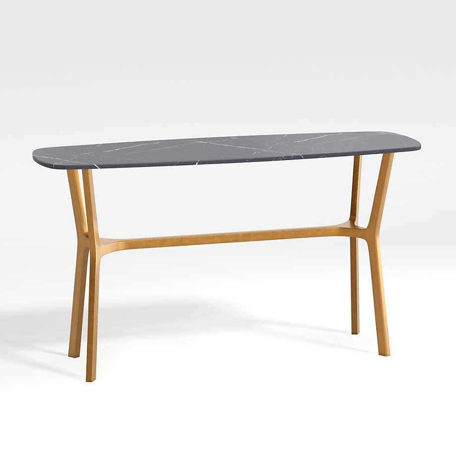 Elke Black Marble Console Table with Brass Base - Crate and Barrel ...
