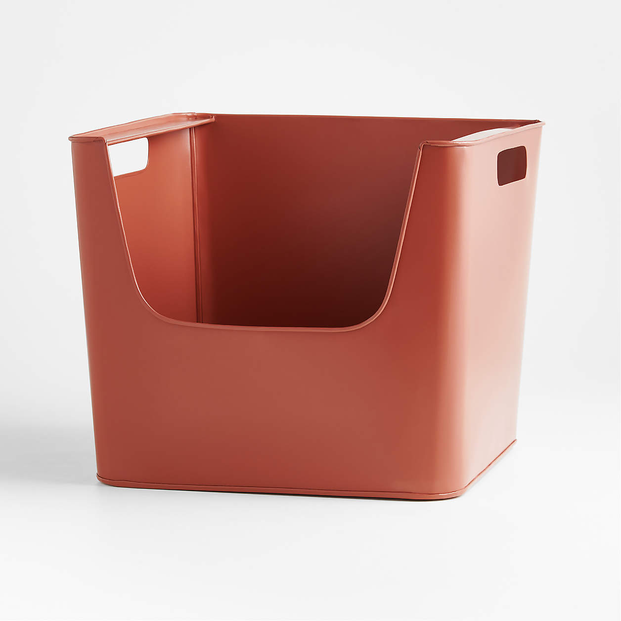 Large Washed Red Metal Stacking Storage Bin - Crate & Kids | Havenly