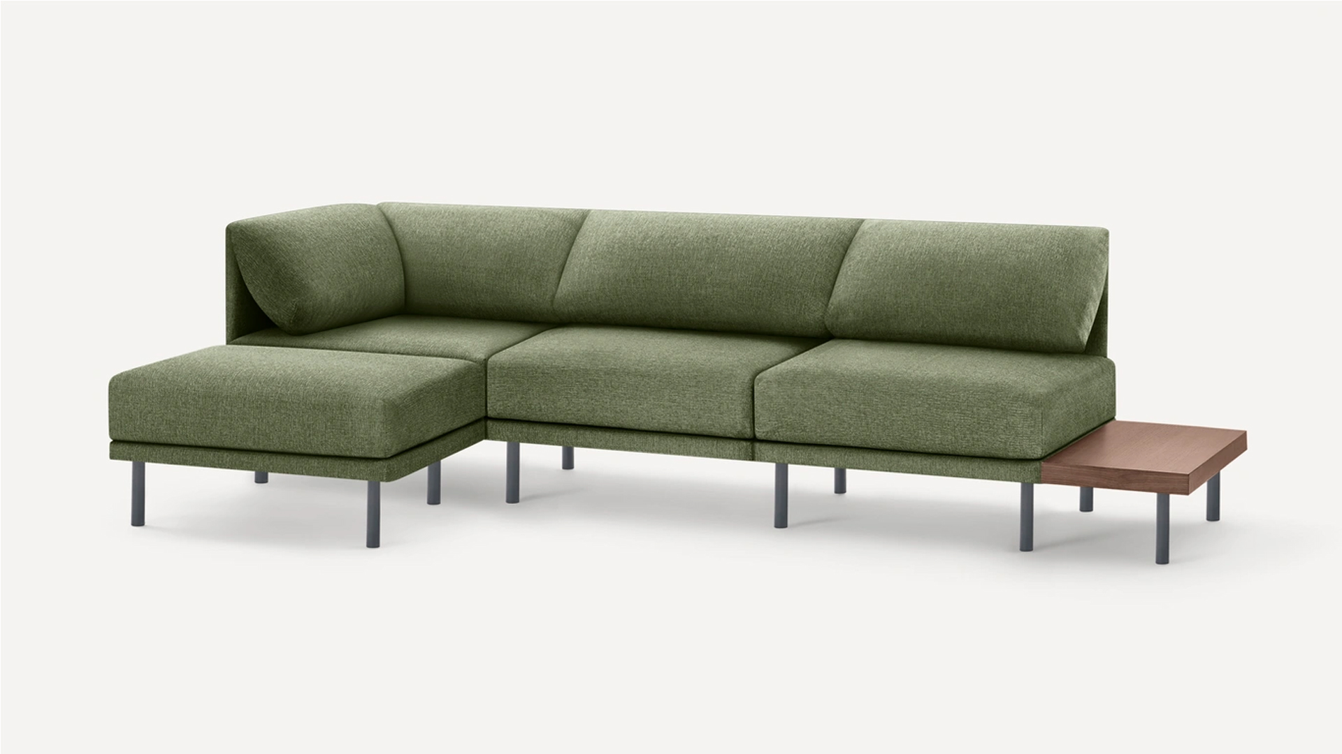 Burrow Range 4-Piece One Arm Sectional Lounger with Table, Leg Finish ...