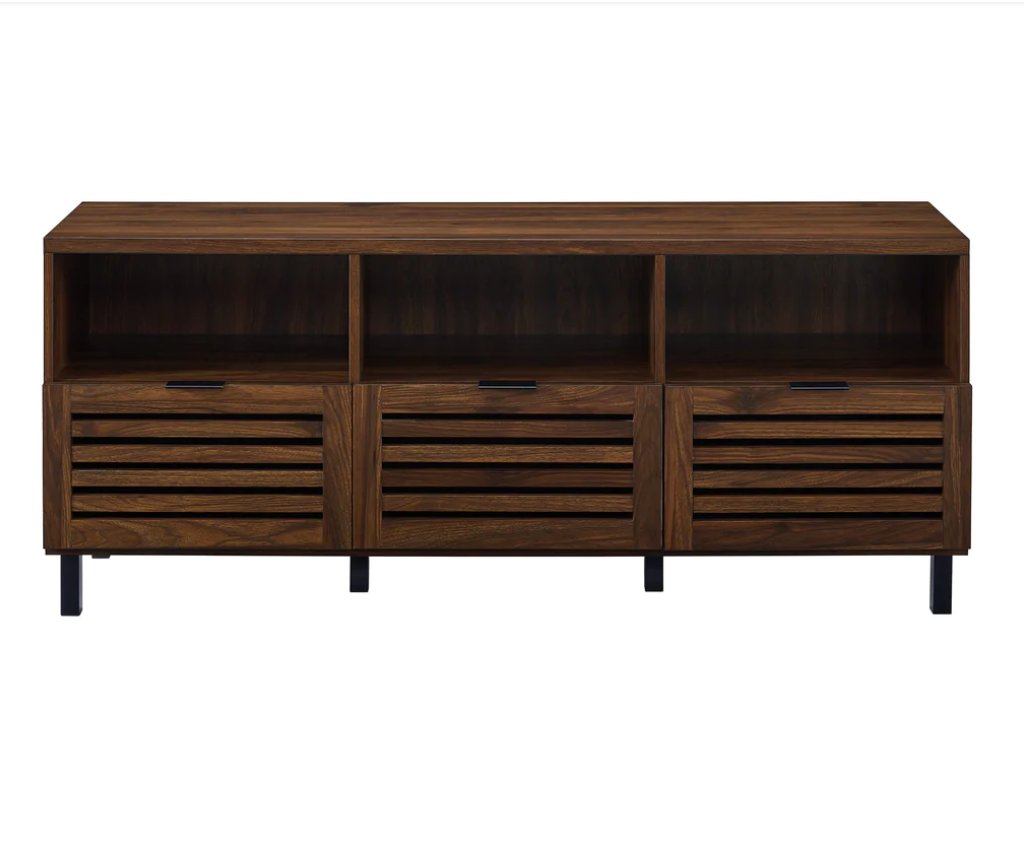 Jackson Slat Door TV Stand, Dark Walnut - Walker Edison | Havenly