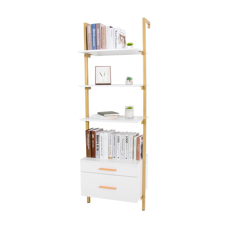 Ladder Shelf Wall Mounted Bookshelf With Drawers - Wayfair | Havenly