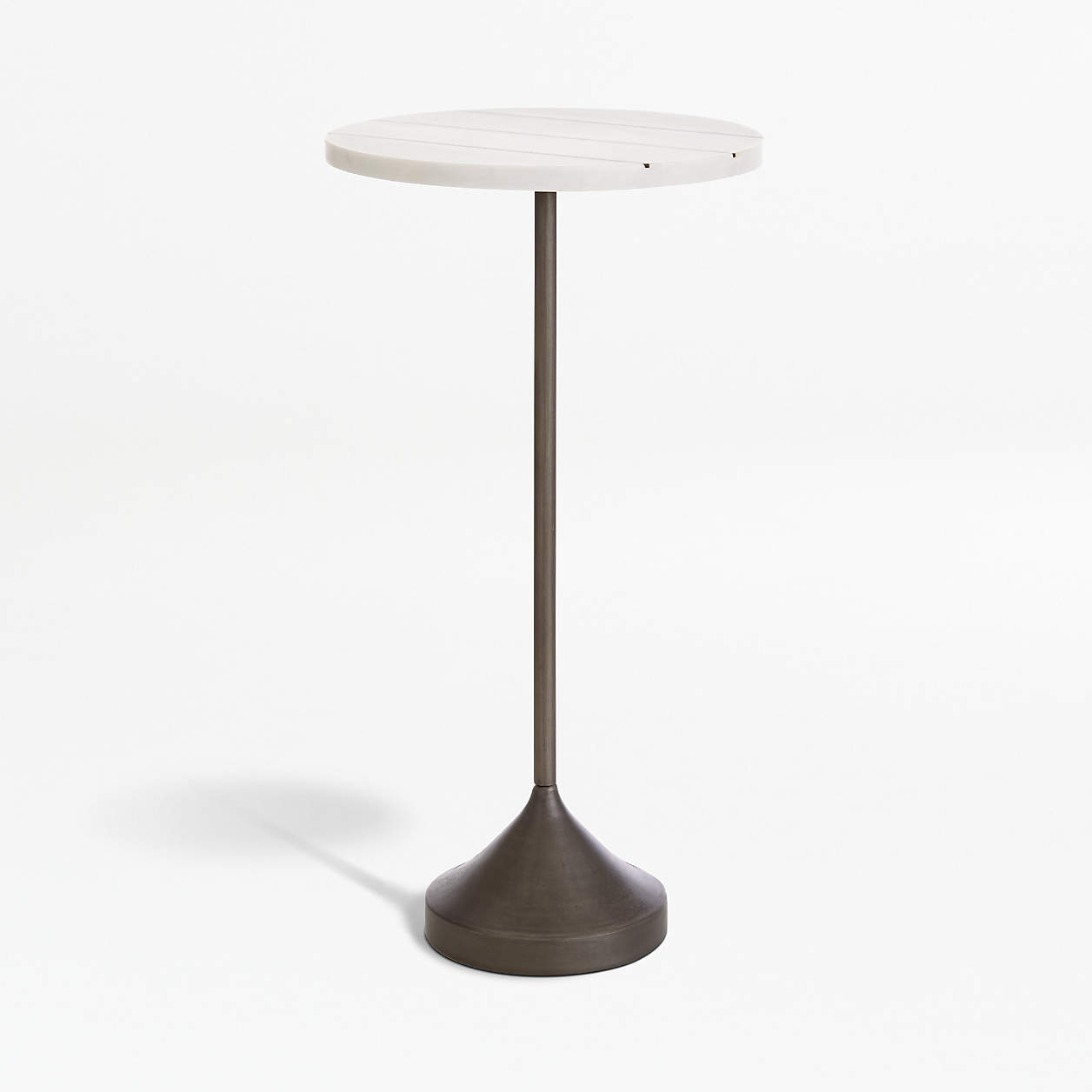 Prost Tall Brass and Marble Round Drink Table - Crate and Barrel | Havenly