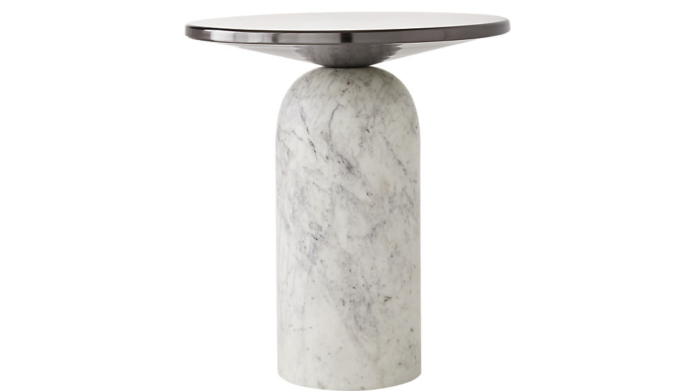 Martini Side Table with White Marble Base - CB2 | Havenly