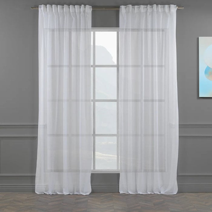 Extra Wide & Extra Long Faux Linen Sheer Curtain Panels (Set of 2 ...