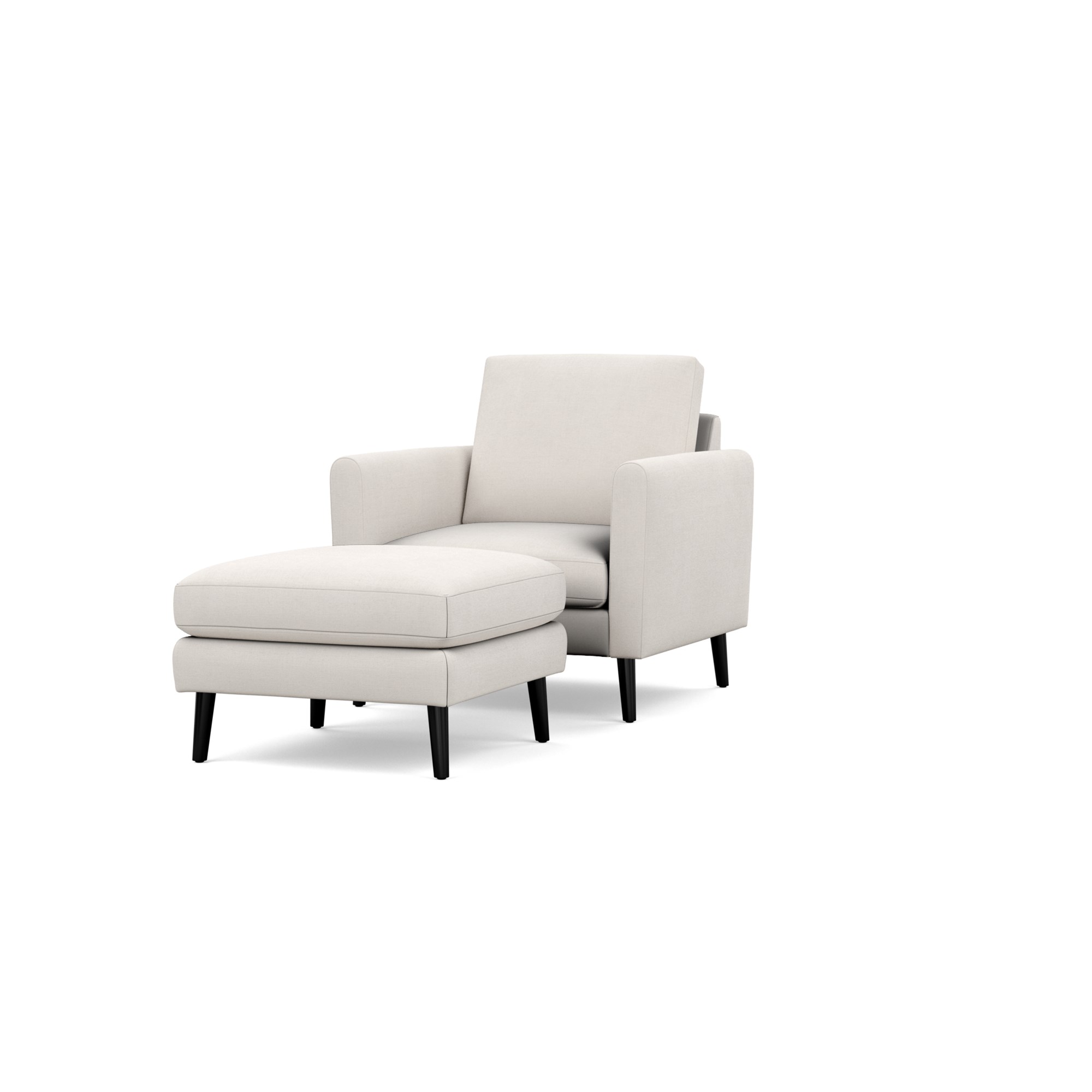 Nomad Armchair and Ottoman in Ivory, Leg Finish: EbonyLegs - Burrow ...