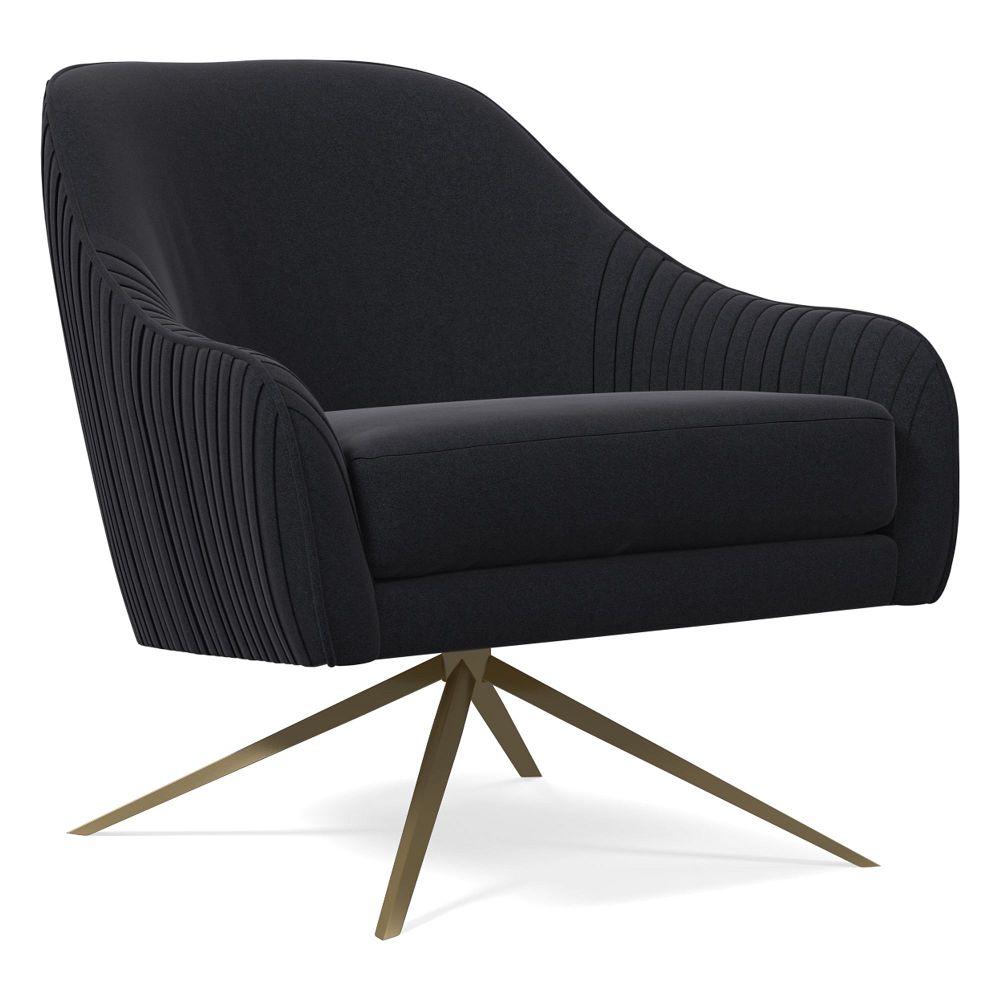 Roar & Rabbit Swivel Chair, Poly, Performance Velvet, Black, Antique ...