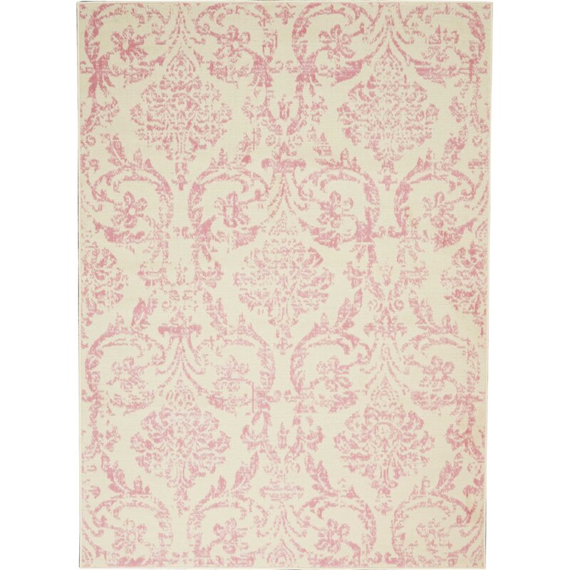 Yurig Abstract Ivory/Pink Area Rug - Wayfair | Havenly