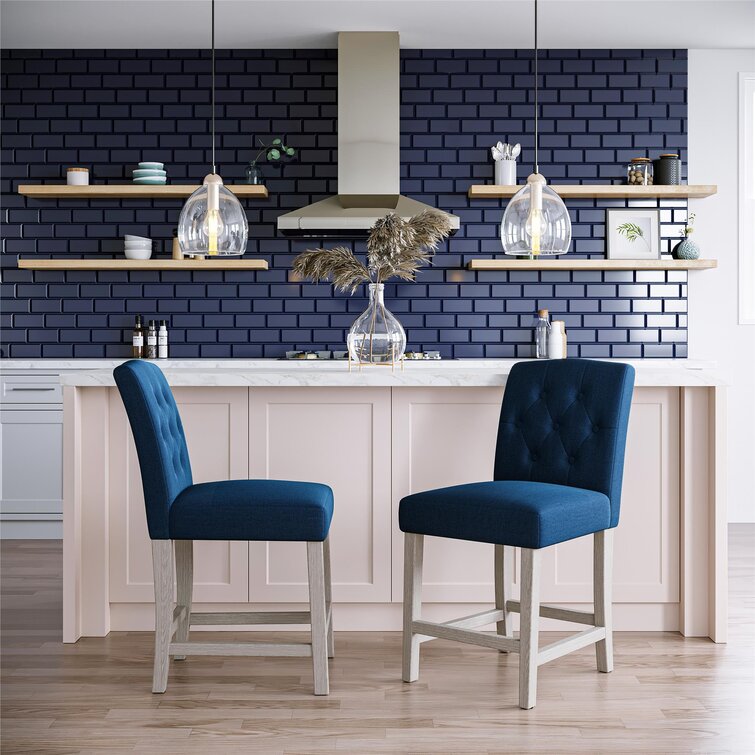 Jane Parsons Upholstered Counter Stool With Diamond Tufting - Wayfair ...