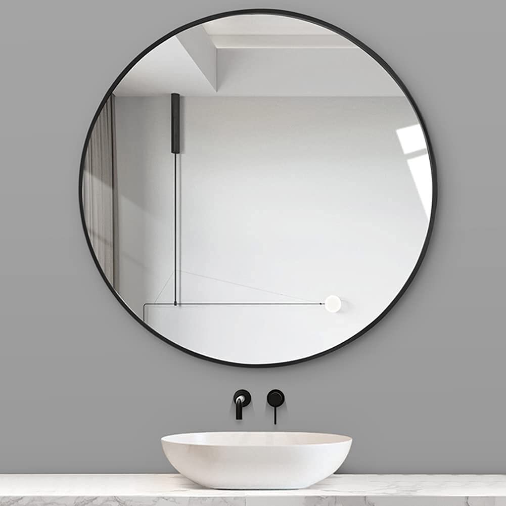 Black Circle Wall Mirror 30 Inch Round Wall Mirror For Entryways ...