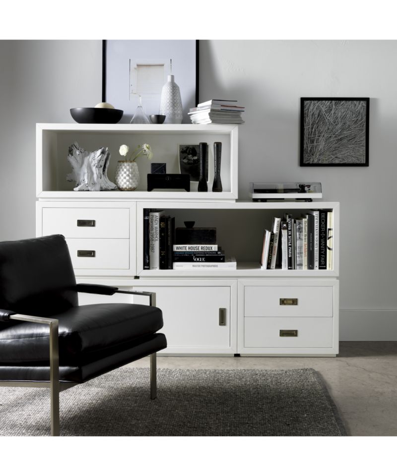 Aspect White 47.5" Modular Sliding Door Storage Unit - Crate and Barrel ...