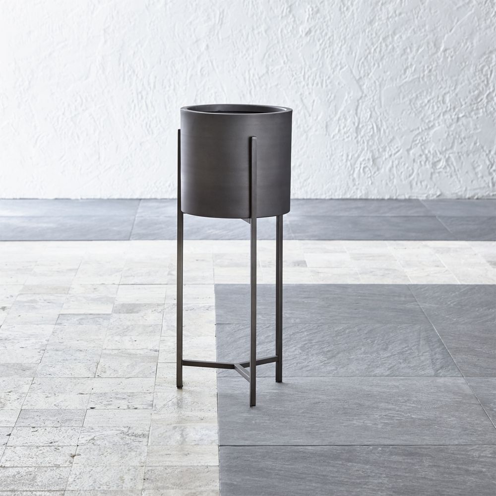 Dundee Floor Planter with Short Stand - Crate and Barrel | Havenly