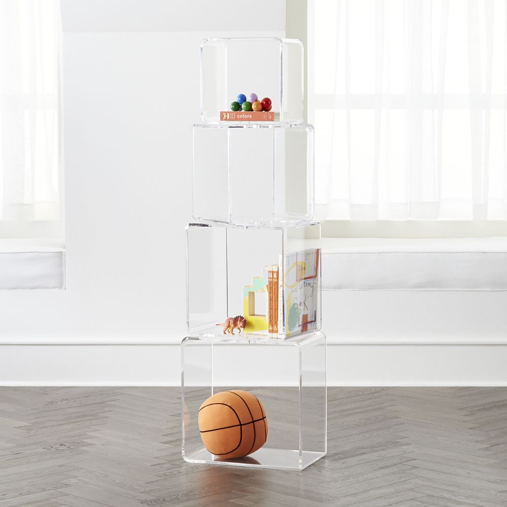 Acrylic Crate And Kids Bookshelf Block Tower Acrylic Bookcase Crate ...