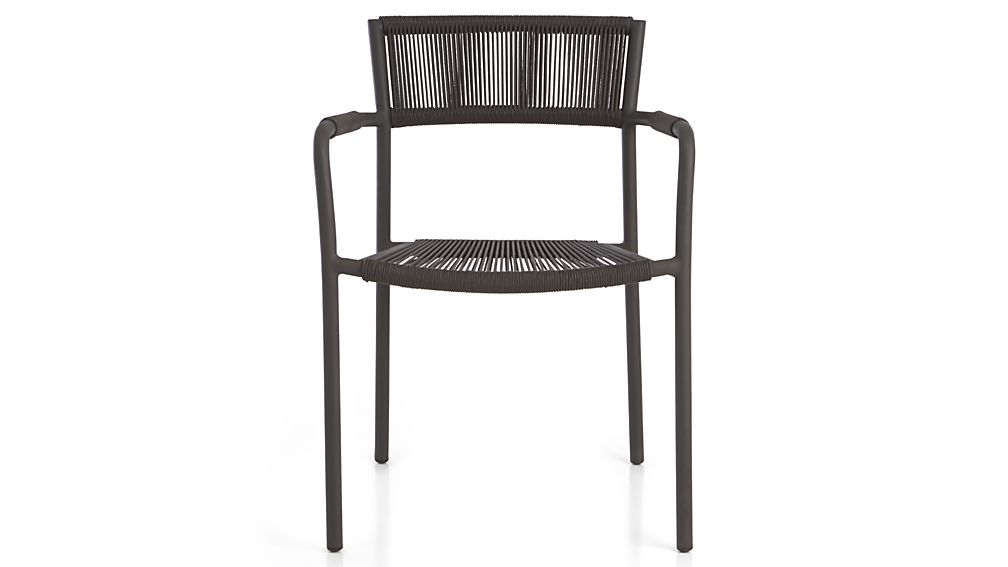 Morocco Graphite Stackable Outdoor Dining Chair with Arms - Crate and Barrel | Havenly
