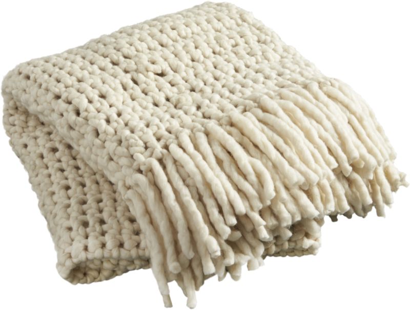 Overlook White Chunky Knit Throw Blanket - CB2 | Havenly