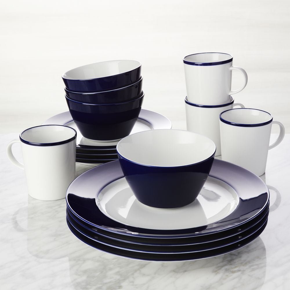 Maison Cobalt Blue 16-Piece Dinnerware Set - Crate and Barrel | Havenly