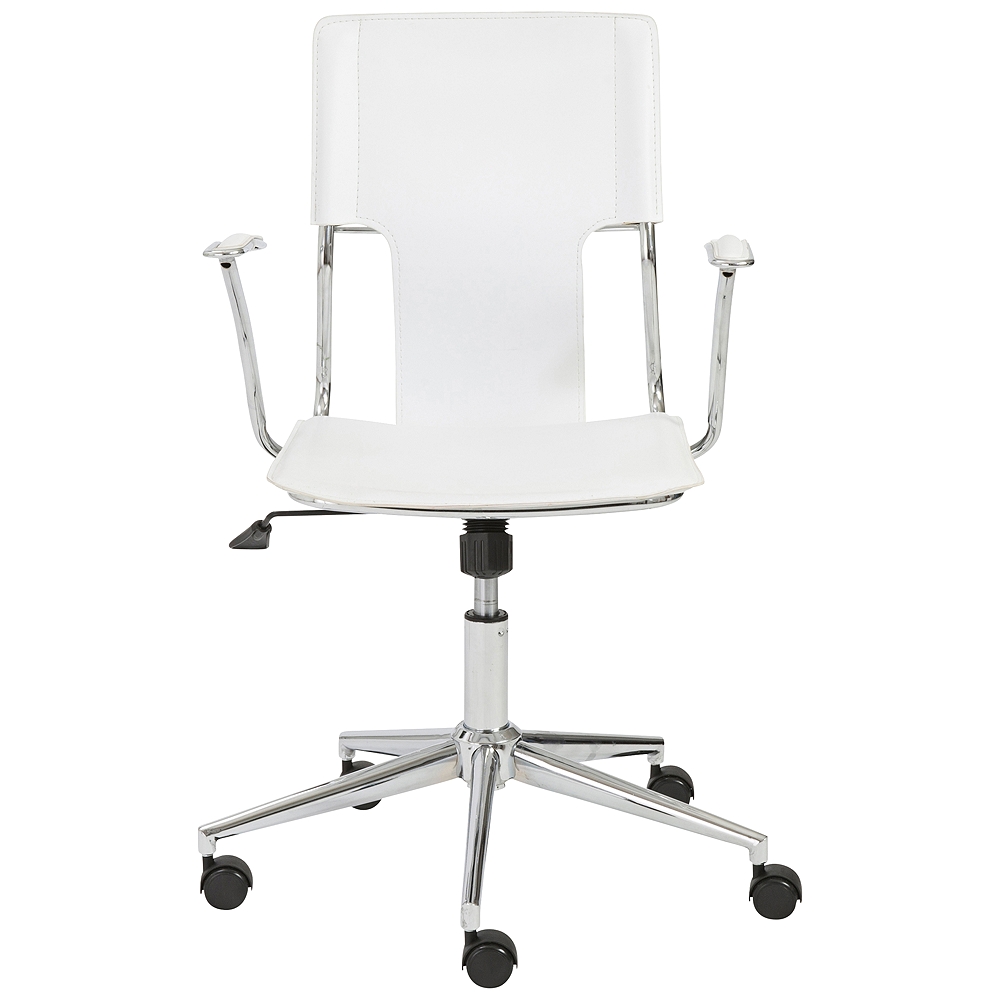 Terry White Hard Leatherette Adjustable Swivel Office Chair - Style ...
