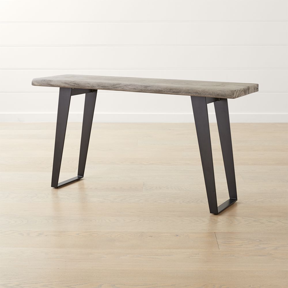 Yukon 57" Rectangular Weathered Grey Live Edge Solid Wood and Metal ...