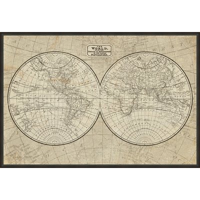 'World Map' Framed Acrylic Painting Print on Canvas - Wayfair | Havenly