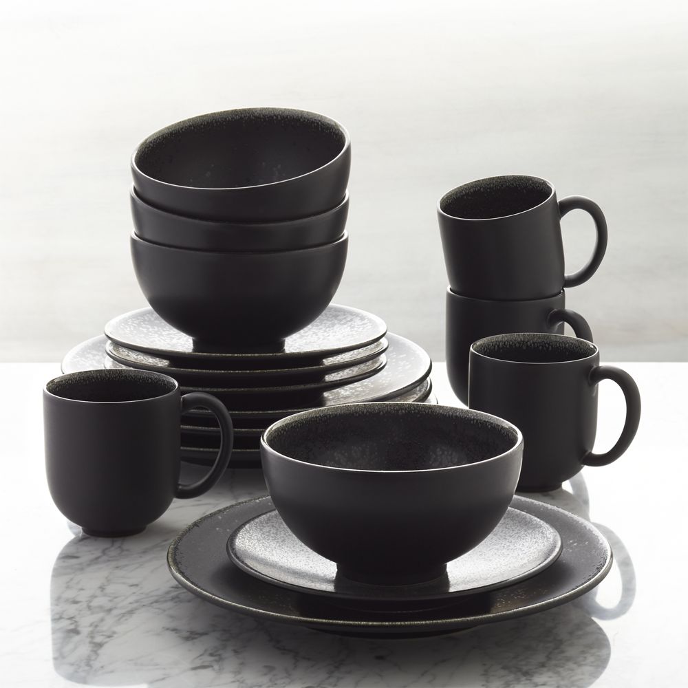 Jars Tourron Black 16-Piece Dinnerware Set - Crate and Barrel | Havenly
