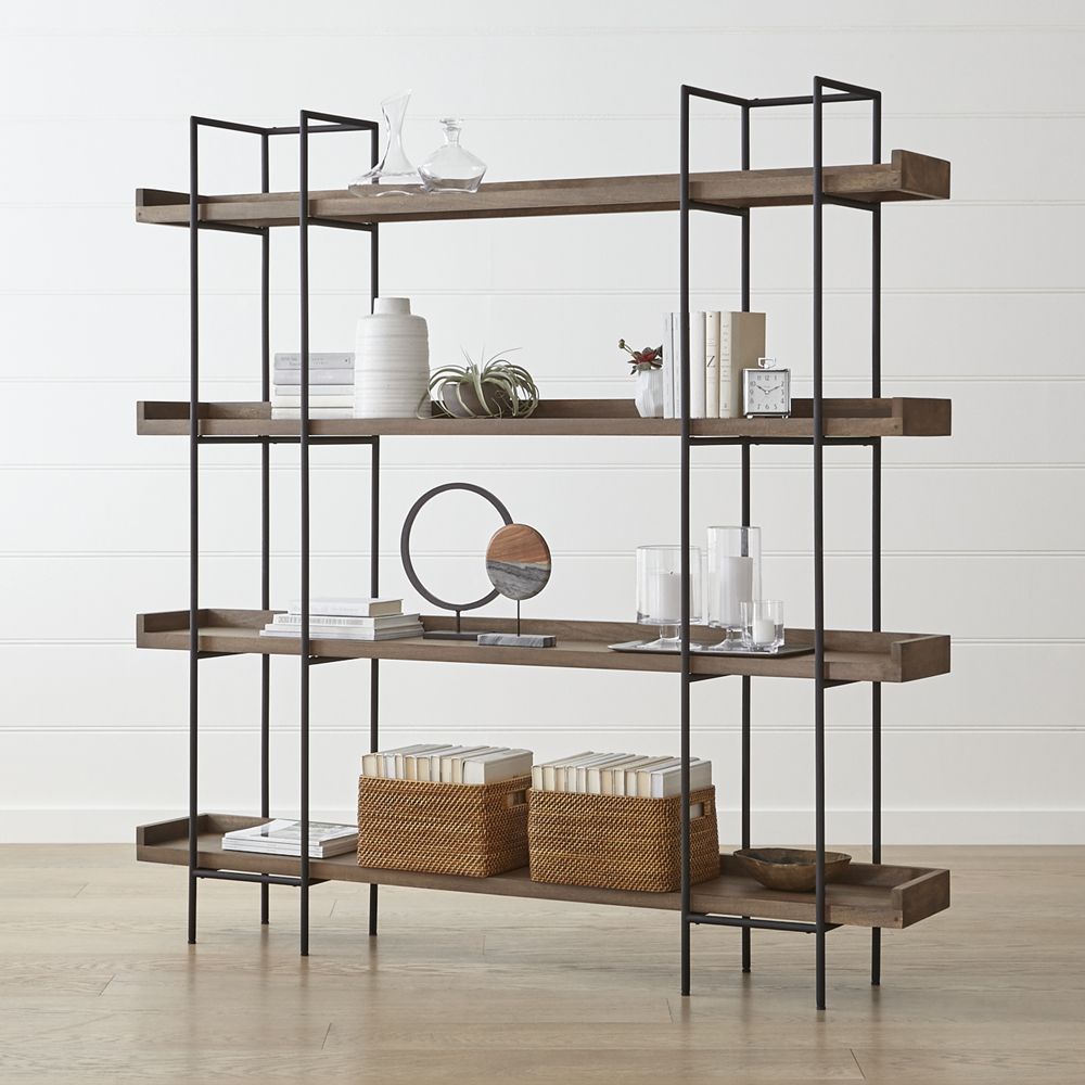 Beckett Grey Wash 4-High Shelf - Crate and Barrel | Havenly