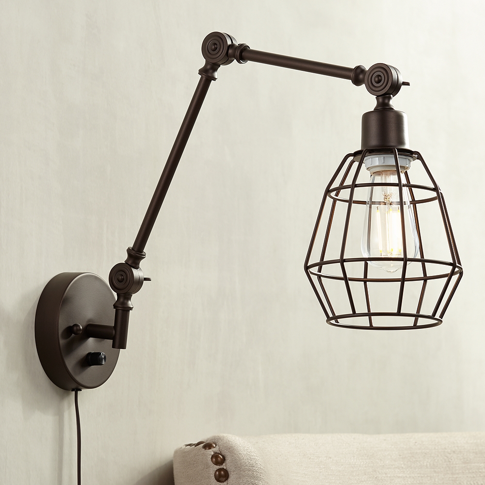 Hammond Bronze Cage Pin-Up Joint Arm Wall Lamp - Style # 55K58 - Lamps ...