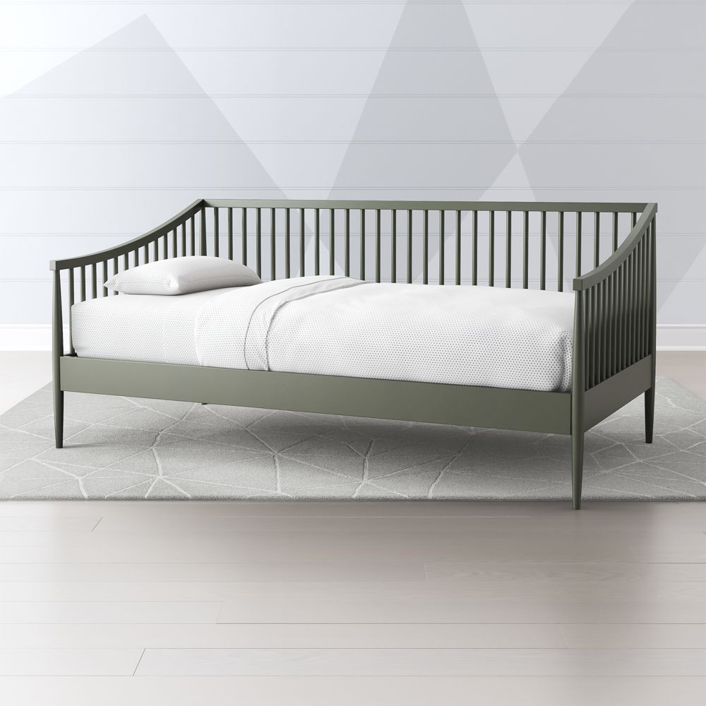 Hampshire Olive Green Spindle Wood Kids Daybed - Crate and Barrel | Havenly