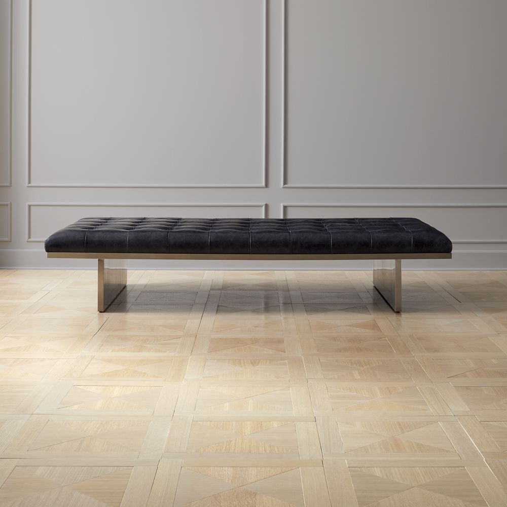 Atrium Tufted Black Leather Daybed - CB2 | Havenly