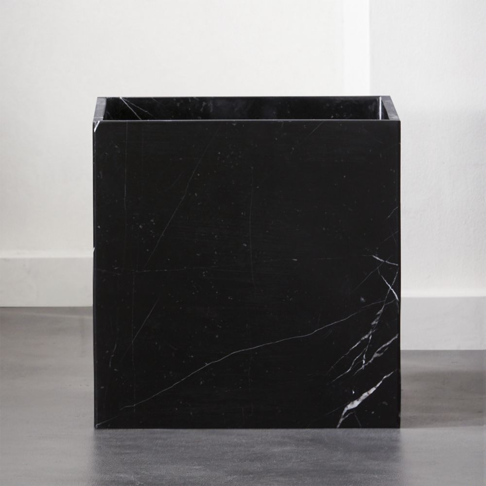 Square Black Marble Planter - CB2 | Havenly