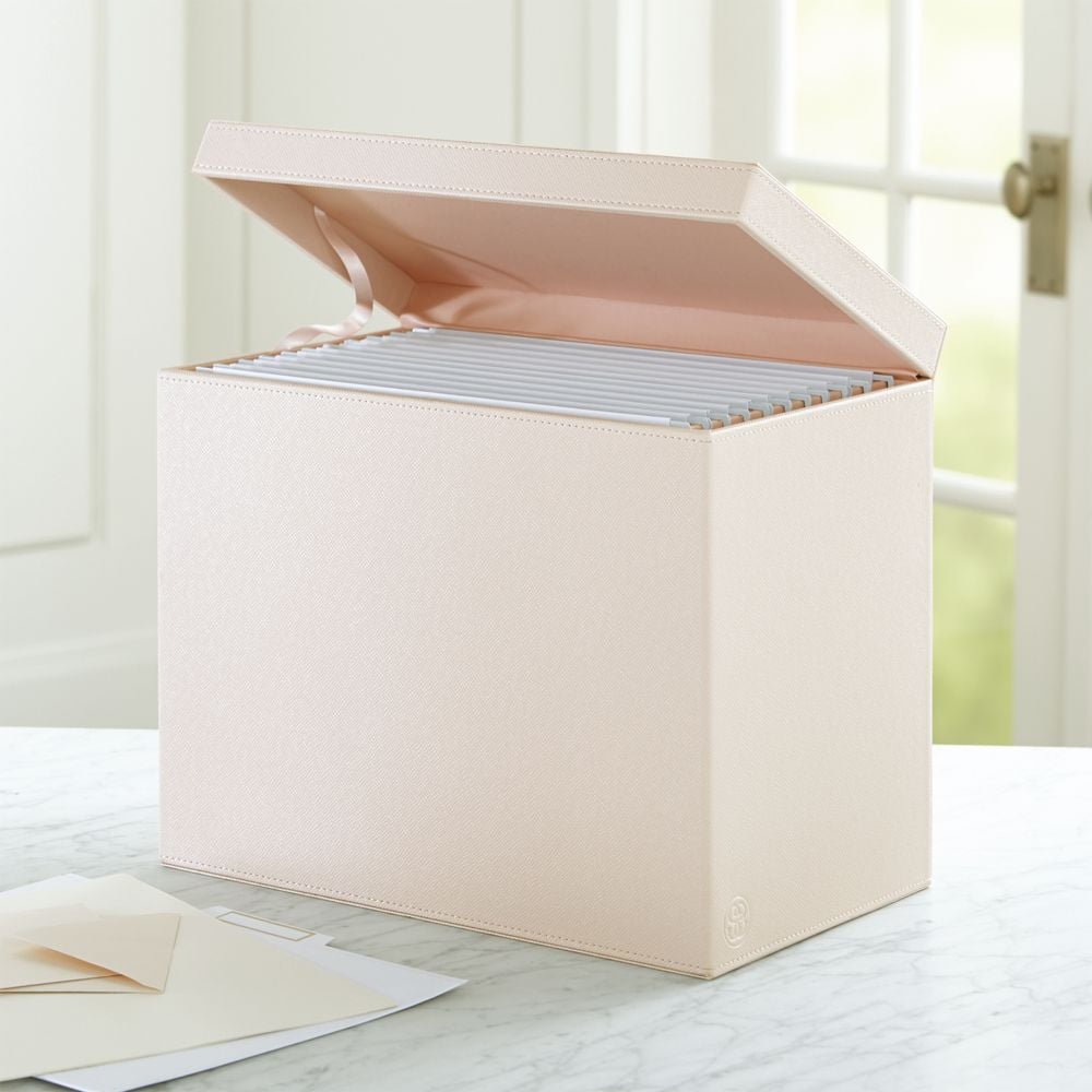 Agency Blush/Pale Pink Hanging File Box - Crate and Barrel | Havenly