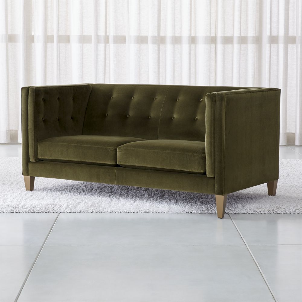 Aidan Tall Velvet Tufted Apartment Sofa - Crate and Barrel | Havenly