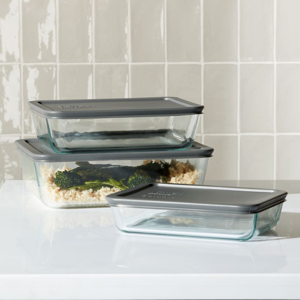 Pyrex ® 6-Piece Rectangular Storage Set - Crate and Barrel | Havenly