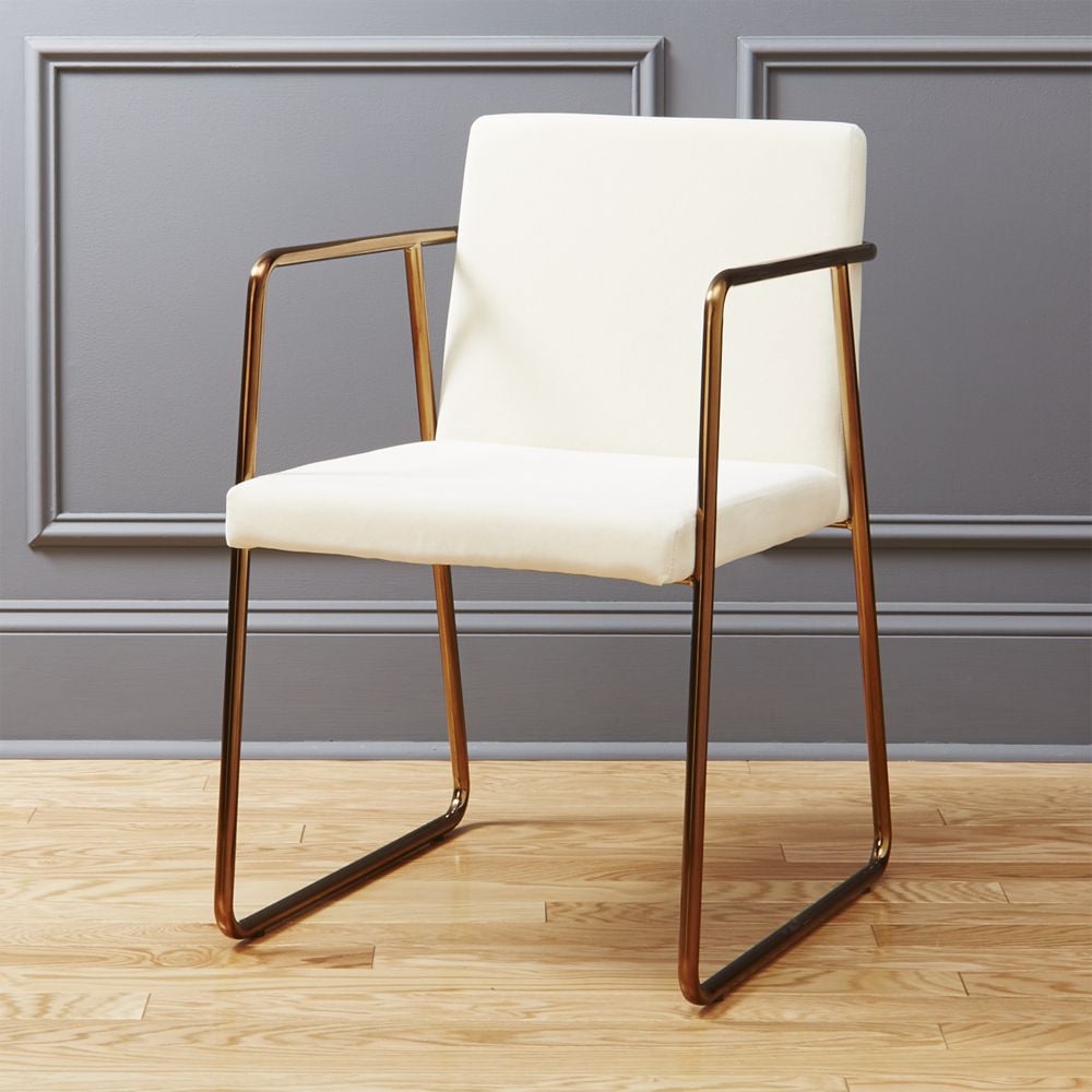 rouka white velvet chair CB2 Havenly