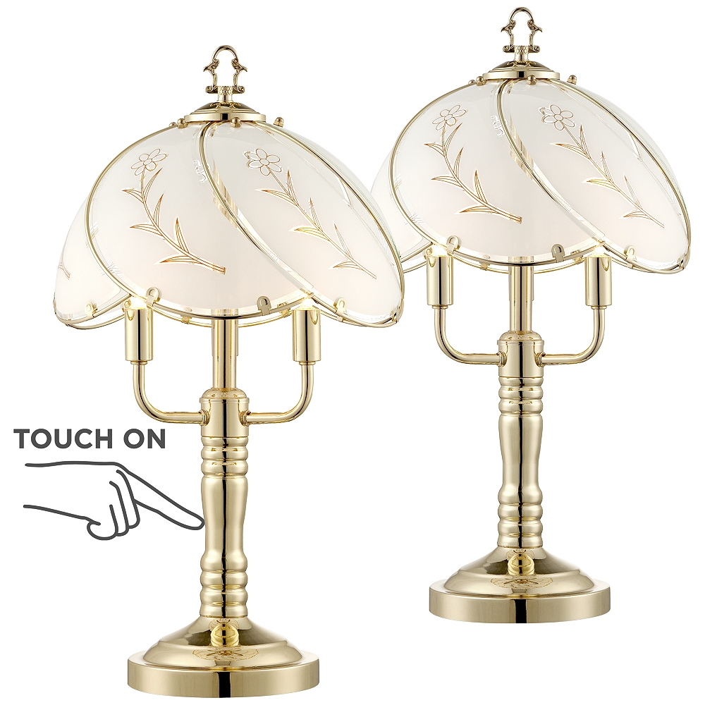 Regency Hill Flower Petal 19 1/2" 3-Light Touch Accent Lamps Set of 2 ...