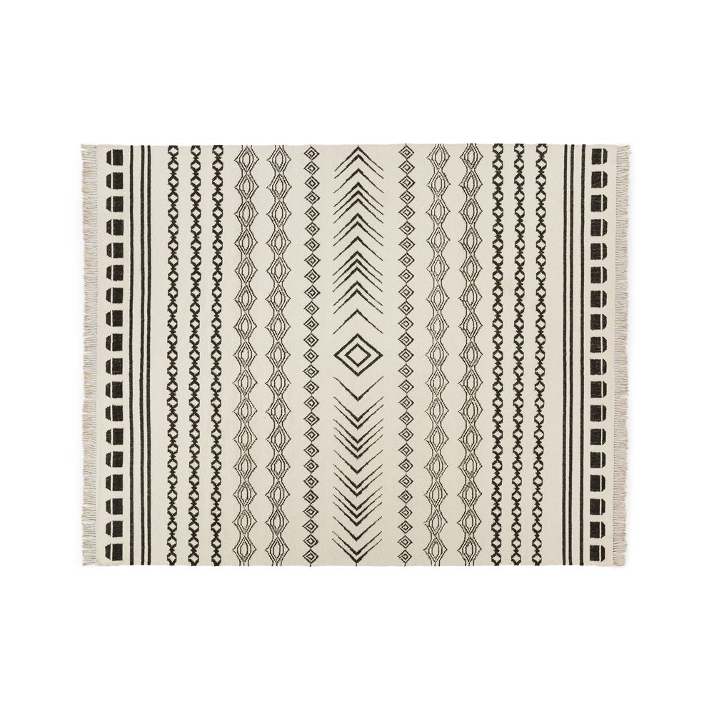 Sota Black Aztec Stripe Rug 8'x10' - Crate and Barrel | Havenly