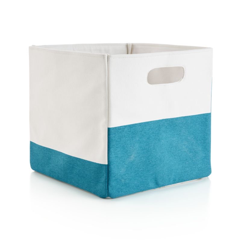 Color Block Teal Cube Storage Bin - Crate and Barrel | Havenly