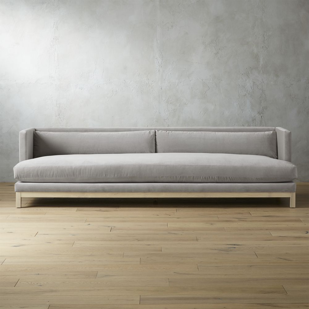Brava Sharkskin Light Grey Velvet Sofa with White Wash Base - CB2 | Havenly