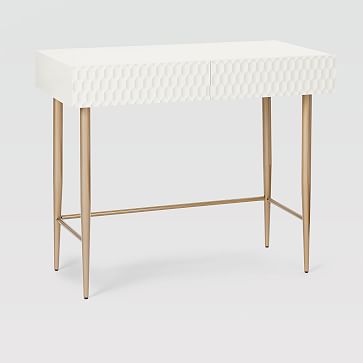 Audrey Mini Desk, Parchment - West Elm | Havenly
