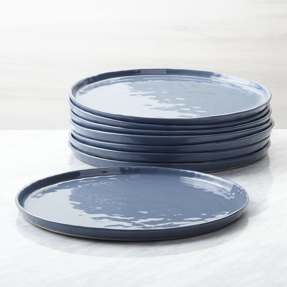Mercer Denim Blue Round Porcelain Dinner Plates, Set of 8 - Crate and ...
