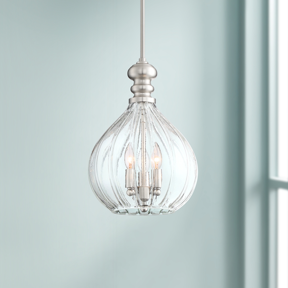 Possini Euro Houten 11 1/2" Wide Nickel and Handcrafted Glass Pendant ...