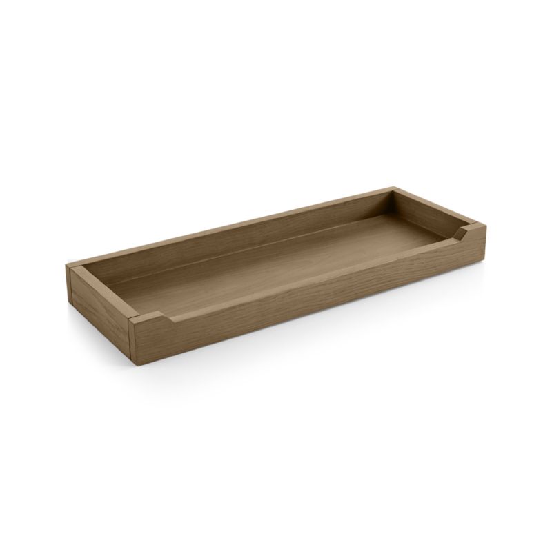 Batten Brown Oak Flat Storage Wall Shelf - Crate and Barrel | Havenly