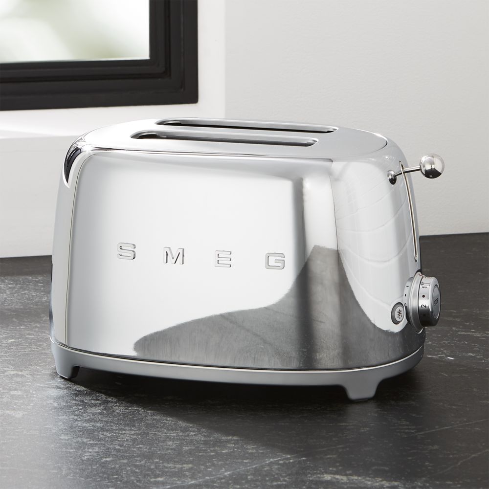 Smeg Silver 2-Slice Retro Toaster - Crate and Barrel | Havenly